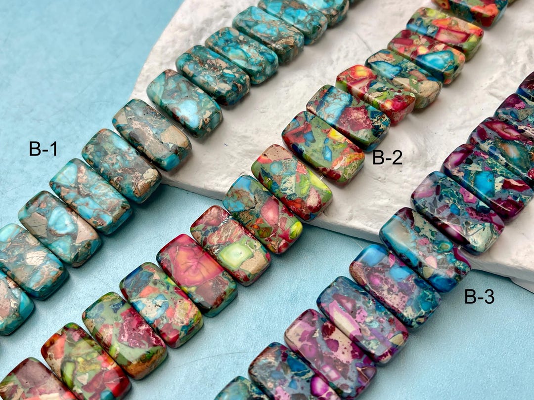 10x20 Mm Double Drilled Impression Jasper Rectangle Shape Sea Sediment ...