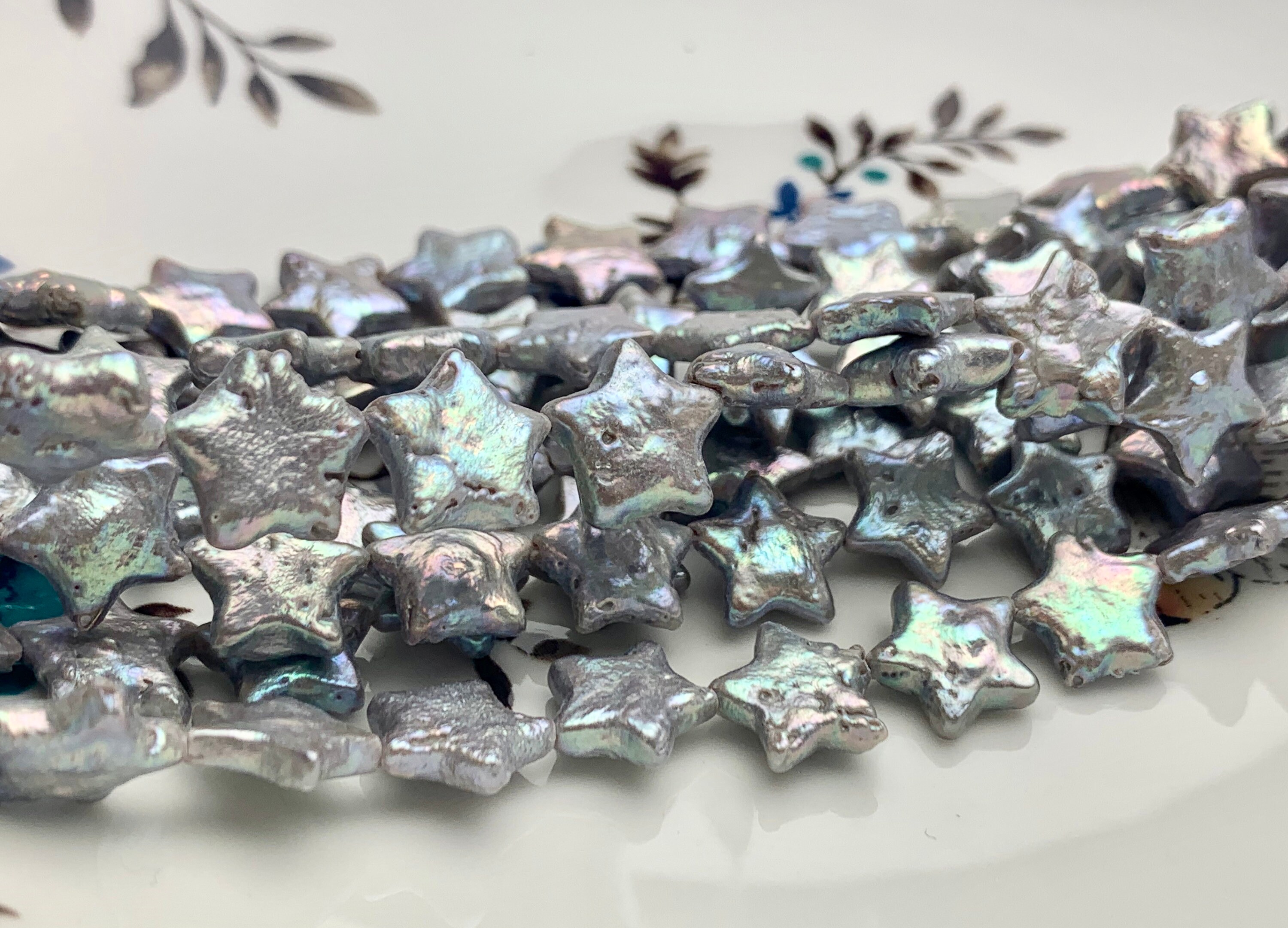 12 Mm AA Very Rare Gray Color Star Shape Freshwater Coin Pearl Beads ...