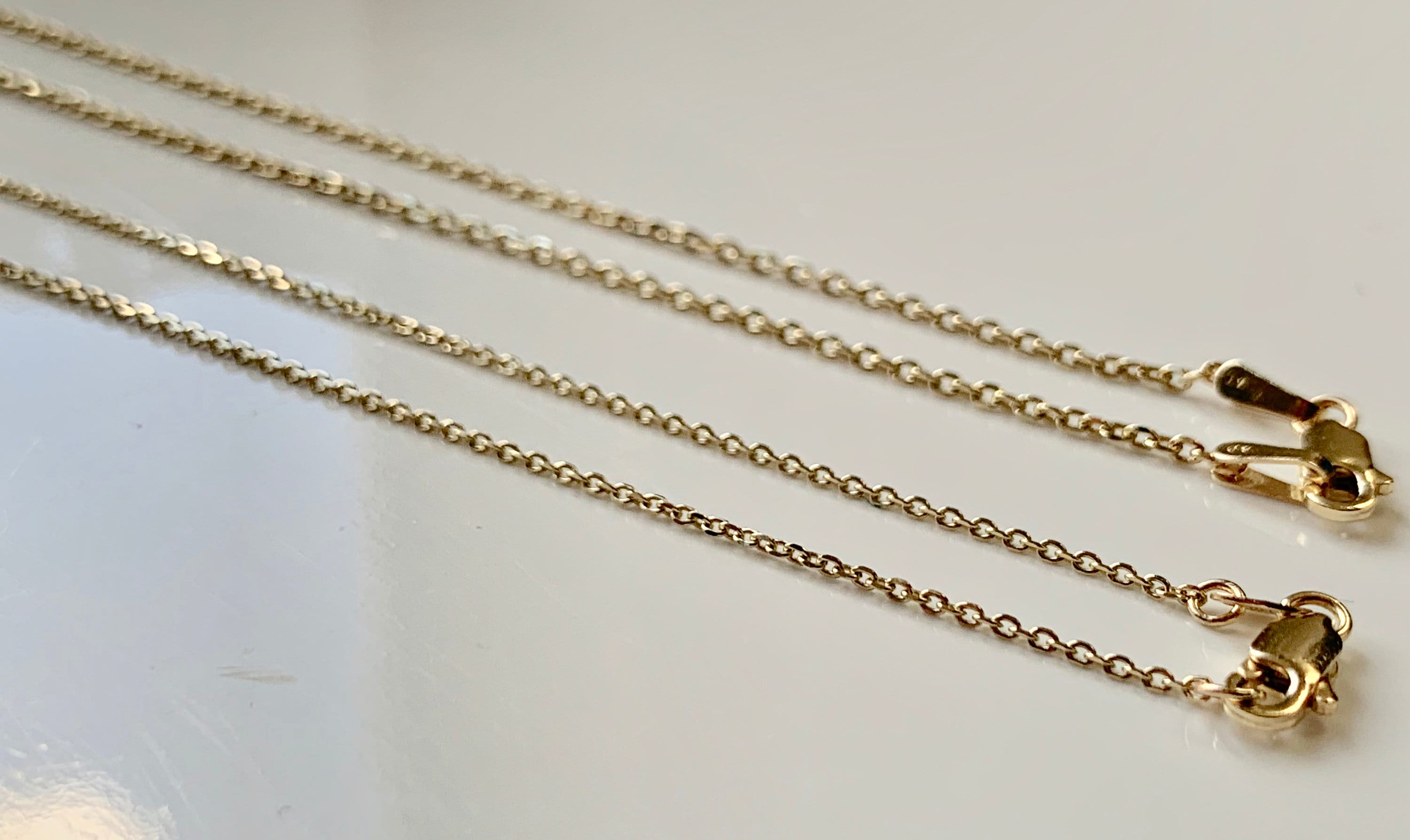18 Inches 14K Genuine Gold Chain With Lobster Clasp Solid 14K | Etsy
