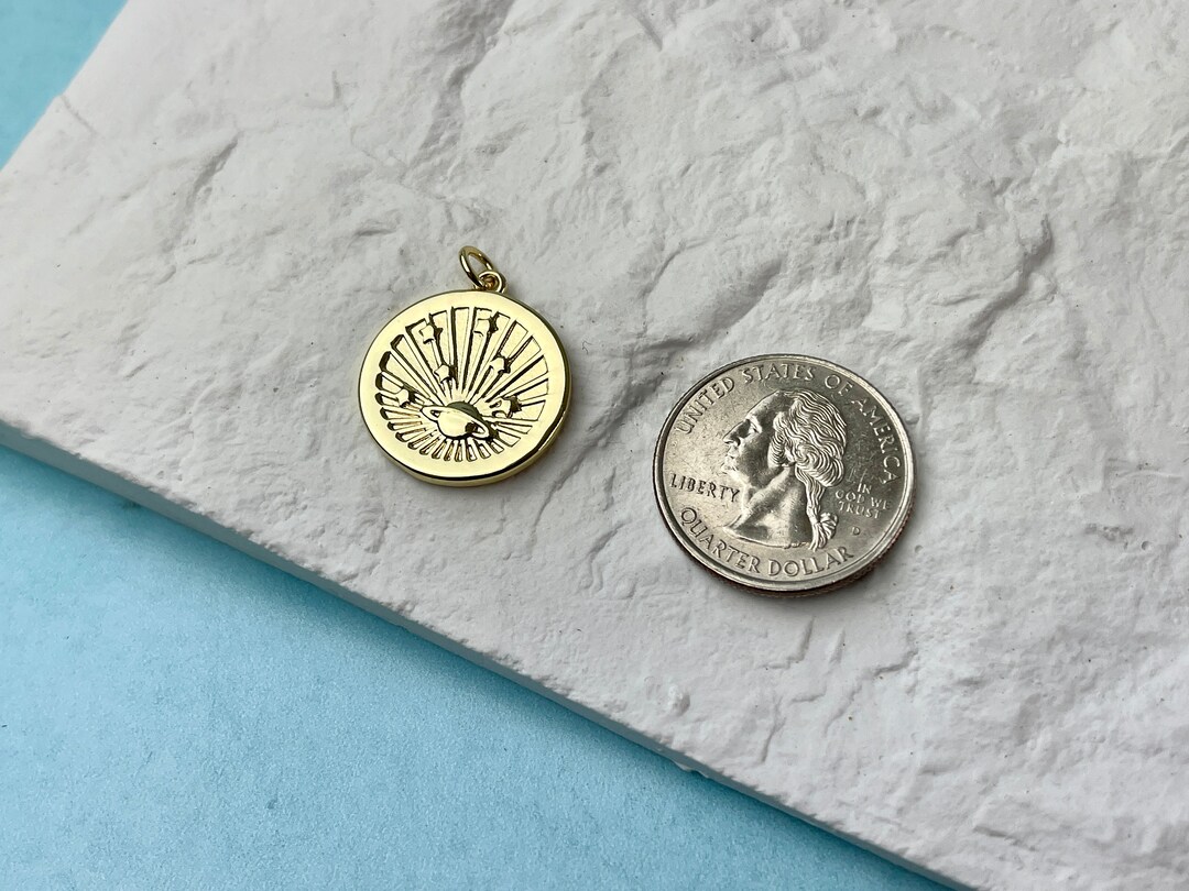 Solar System Sun Star Medallion Charm for Necklace Jewelry Making, 18K ...