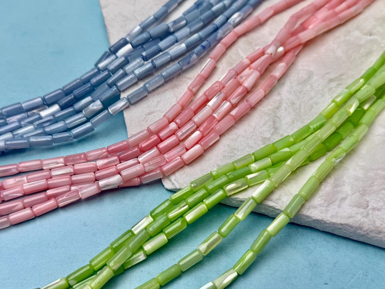 4x8 Mm Tube Shape Natural Mother of Pearl Gemstone Beads Multi Yellow ...