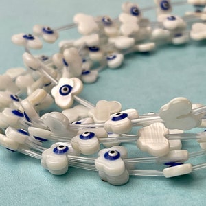 10 Pieces 10-11 Mm Evil Eye Butterfly Shape Natural Mother of Pearl ...