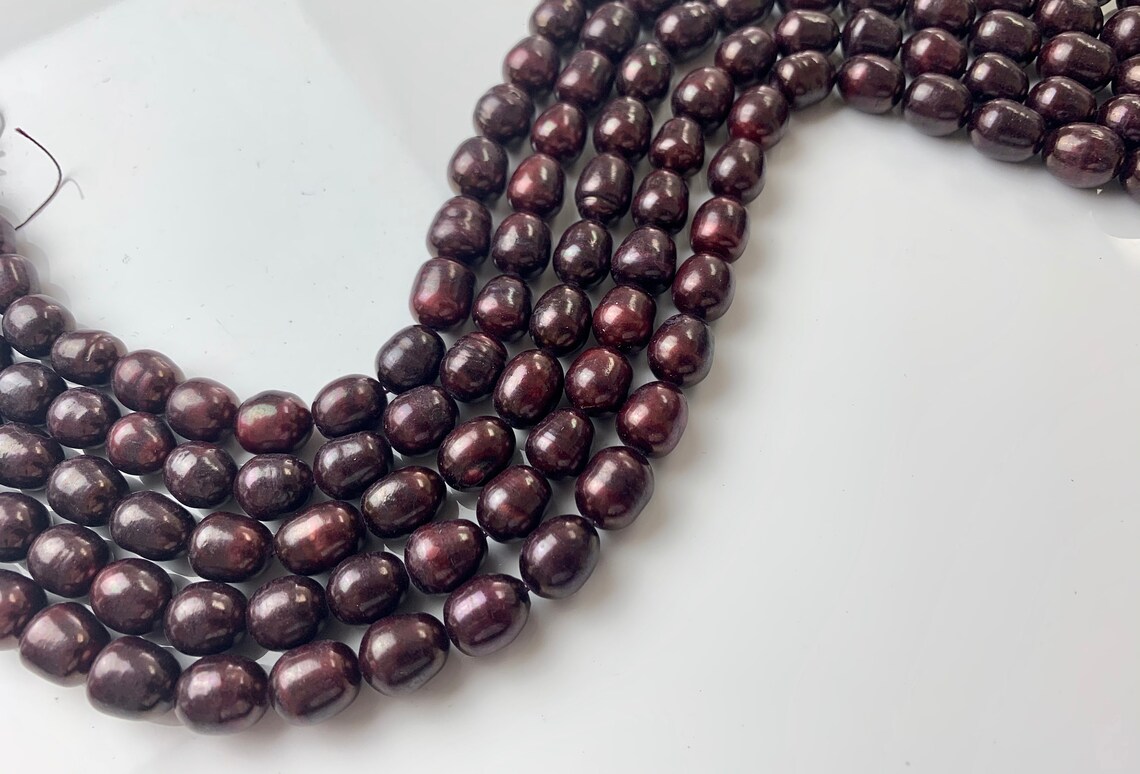 10x12 mm Dark Burgundy Color Freshwater Rice/Oval Pearls | Etsy