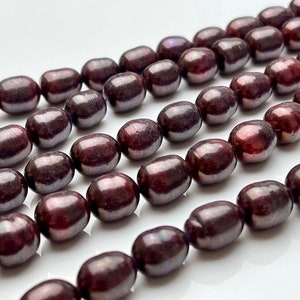 10x12 Mm Dark Burgundy Color Freshwater Rice/oval Pearls, Genuine ...