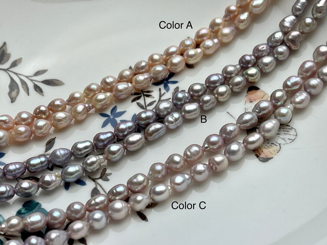 6.5x7-8 Mm AAA Natural Mauve Pink Baby Edison Baroque Freshwater Pearl ...