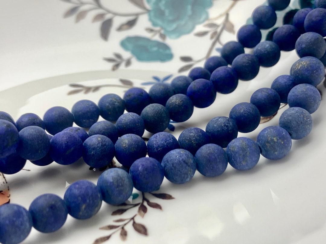 4mm 6mm 8mm 10mm 12mm Matte Finished Round Natural Blue Lapis Gemstone ...