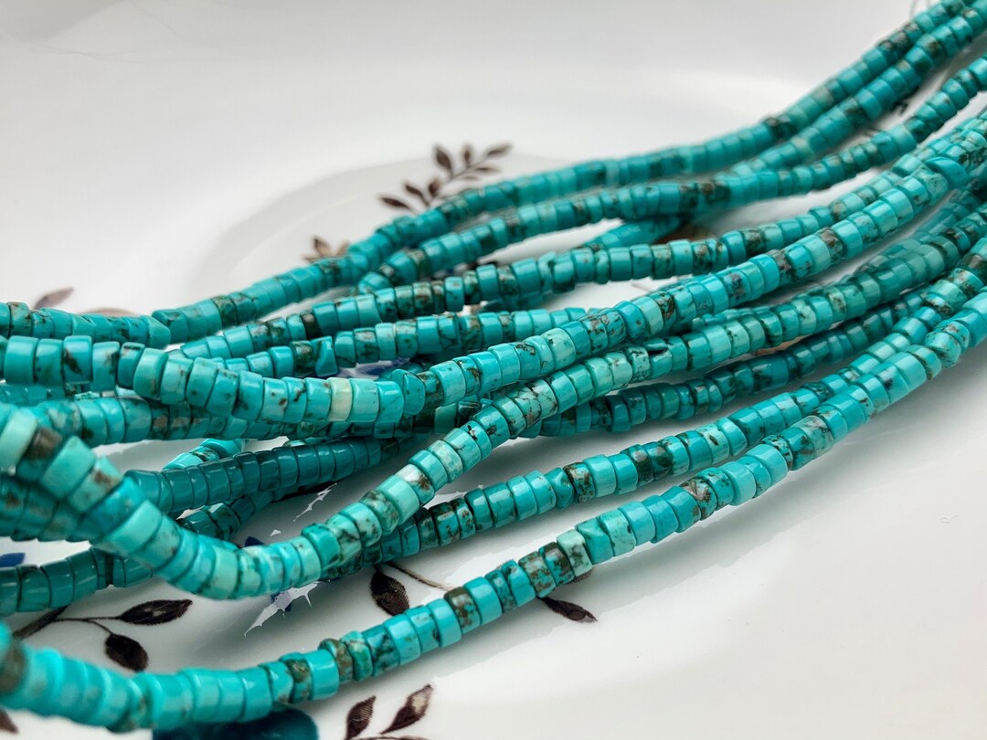 4 Mm Turquoise Heishi Rondelle Shape Gemstones Loose Beads 15 Inches ...