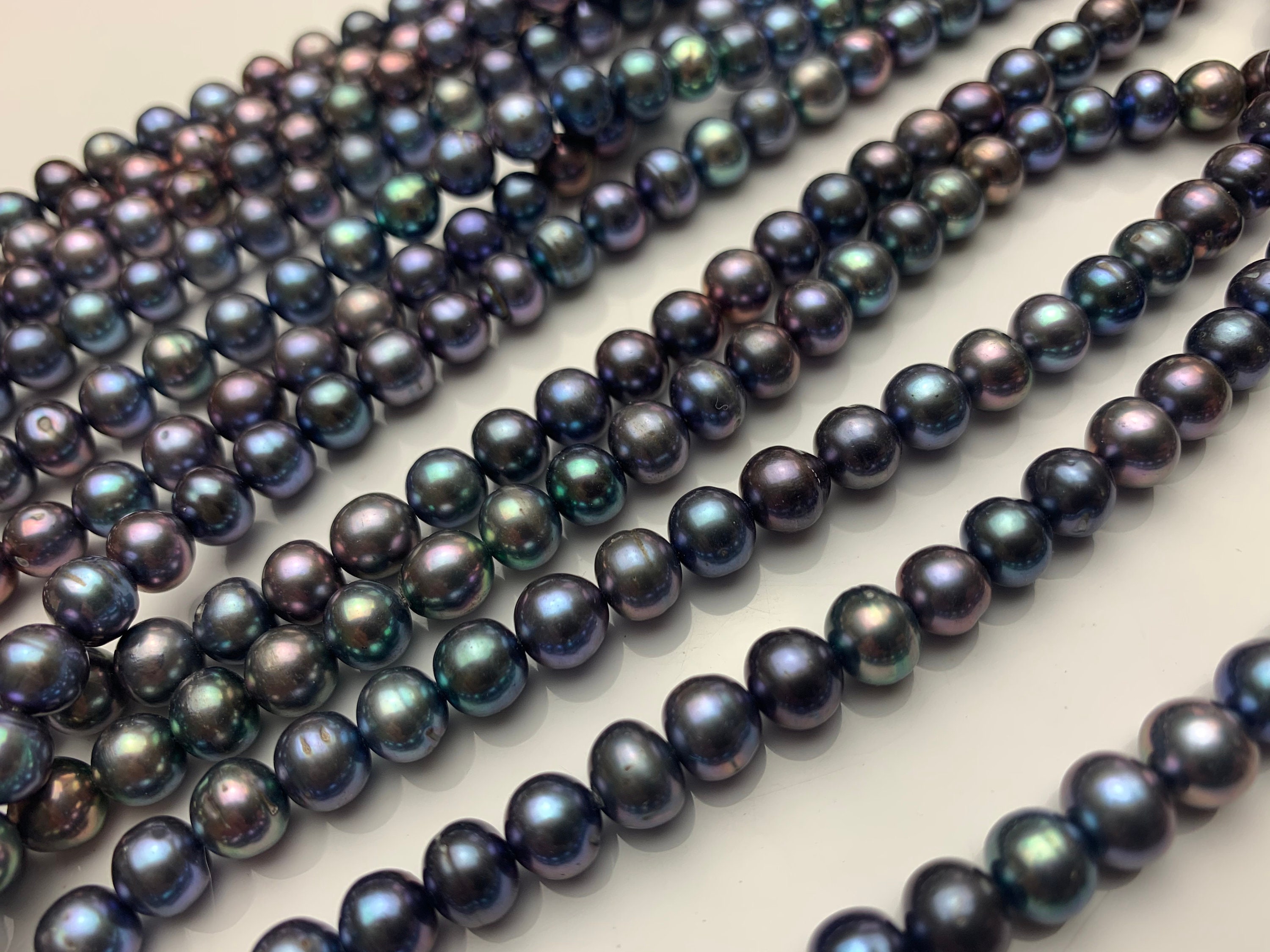 6.5-7 mm Peacock Potato Freshwater Pearls Beads Genuine | Etsy