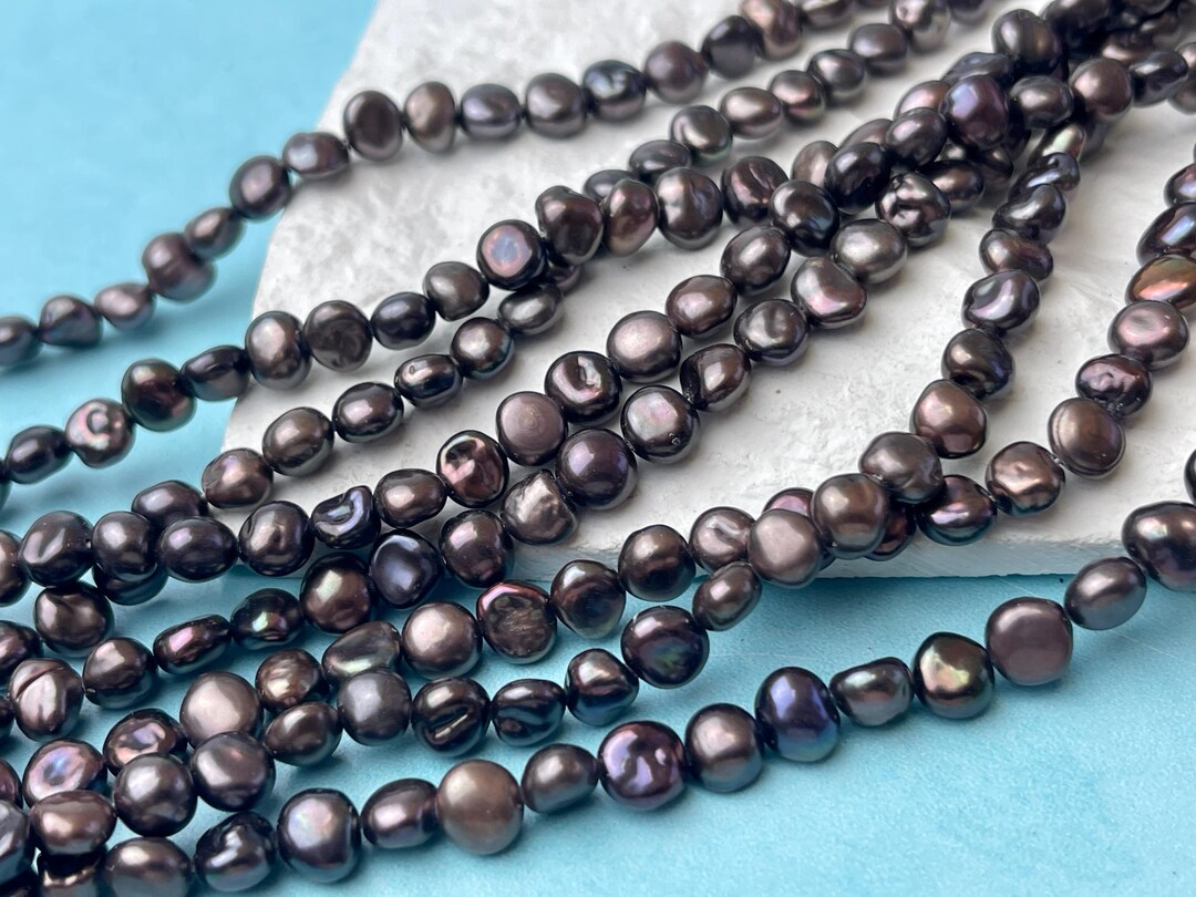 7-8 Mm AA Dark Brown Color Keshi Nugget Freshwater Pearl Beads Center ...