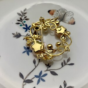 Genuine AAA Natural Freshwater Pearl Brooch Gold Color Floral Shaped ...