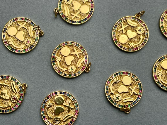 Heart Arrow X Circular Charms for Necklace 18K Gold Filled - Etsy
