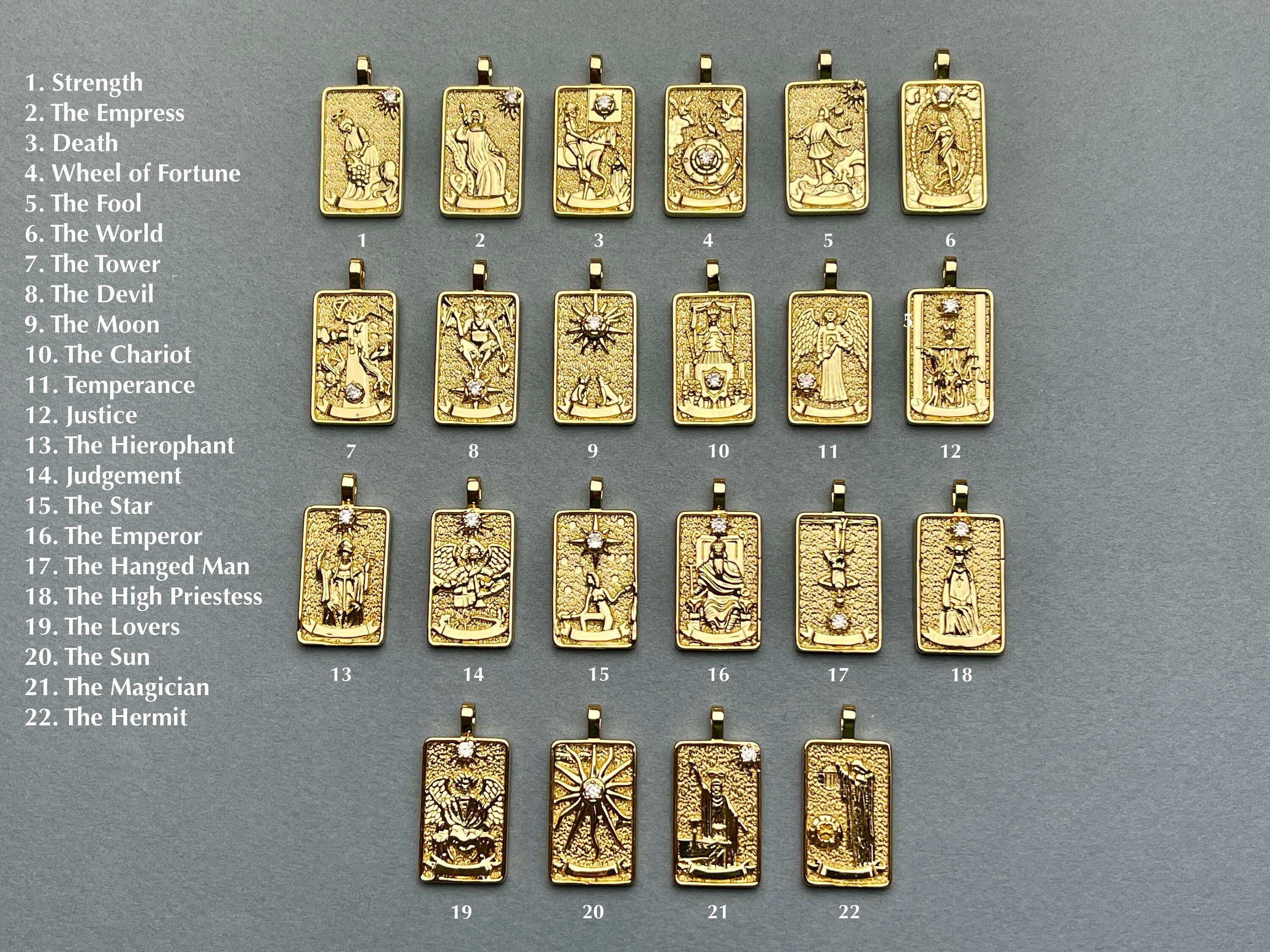 Arcana Tarot Card Charms for Necklace 18K Gold Filled Charm - Etsy