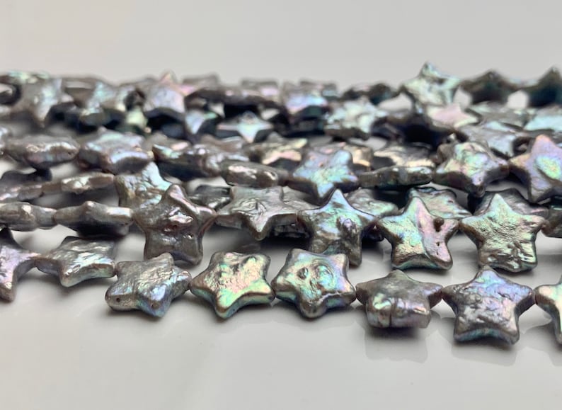 12 Mm AA Very Rare Gray Color Star Shape Freshwater Coin Pearl Beads ...