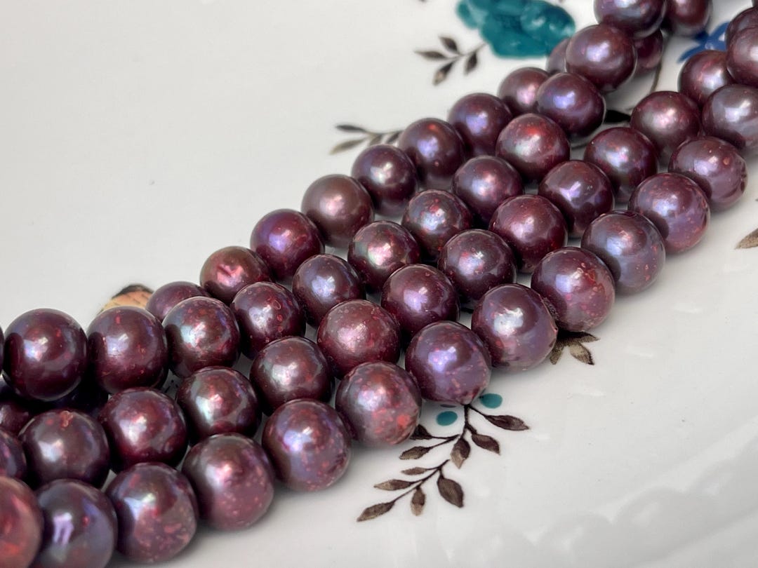 10mm Rare Plum Red Potato Freshwater Pearl Beads Genuine Dark Red ...