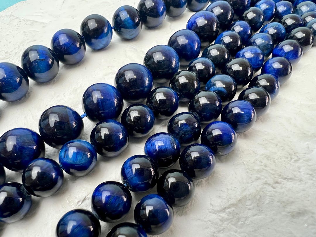 4mm 6mm 8mm 10mm 12mm Smooth Round Lapis Blue Color Tiger Eye Gemstone ...