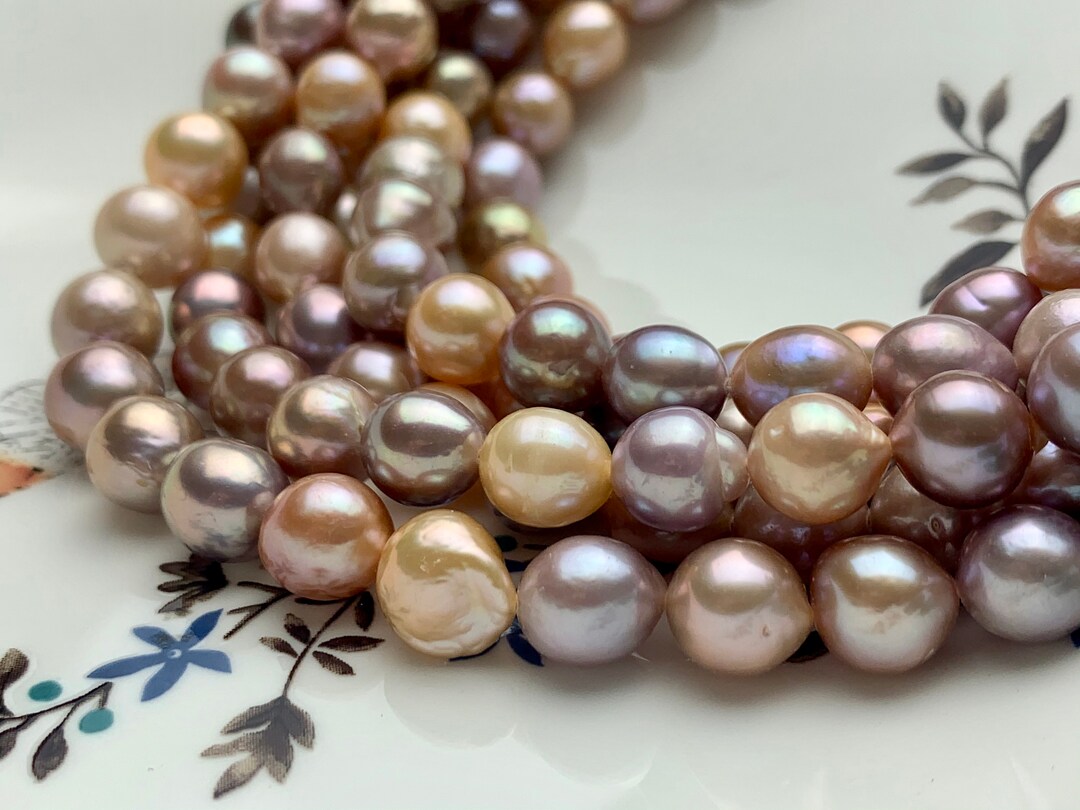 9-11 Mm AAA Rare Mixed Natural Mauve Pink Baroque Edison Pearl Genuine ...
