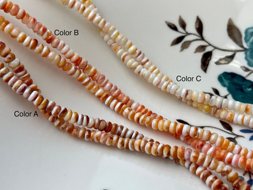 4 Mm AAA Natural Orange Red White Spiny Oyster Shell Heishi Rondelle ...