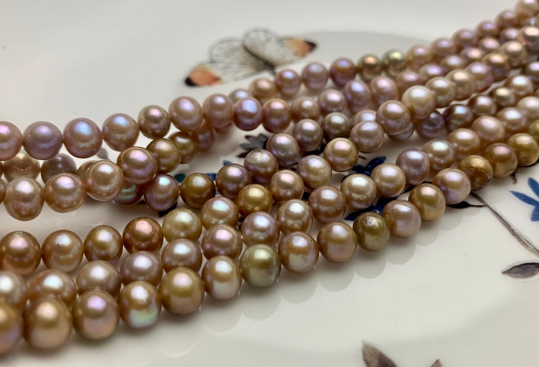 6mm AA Natural Seaweed Freshwater Pearls Potato Pearls, Genuine Natural ...