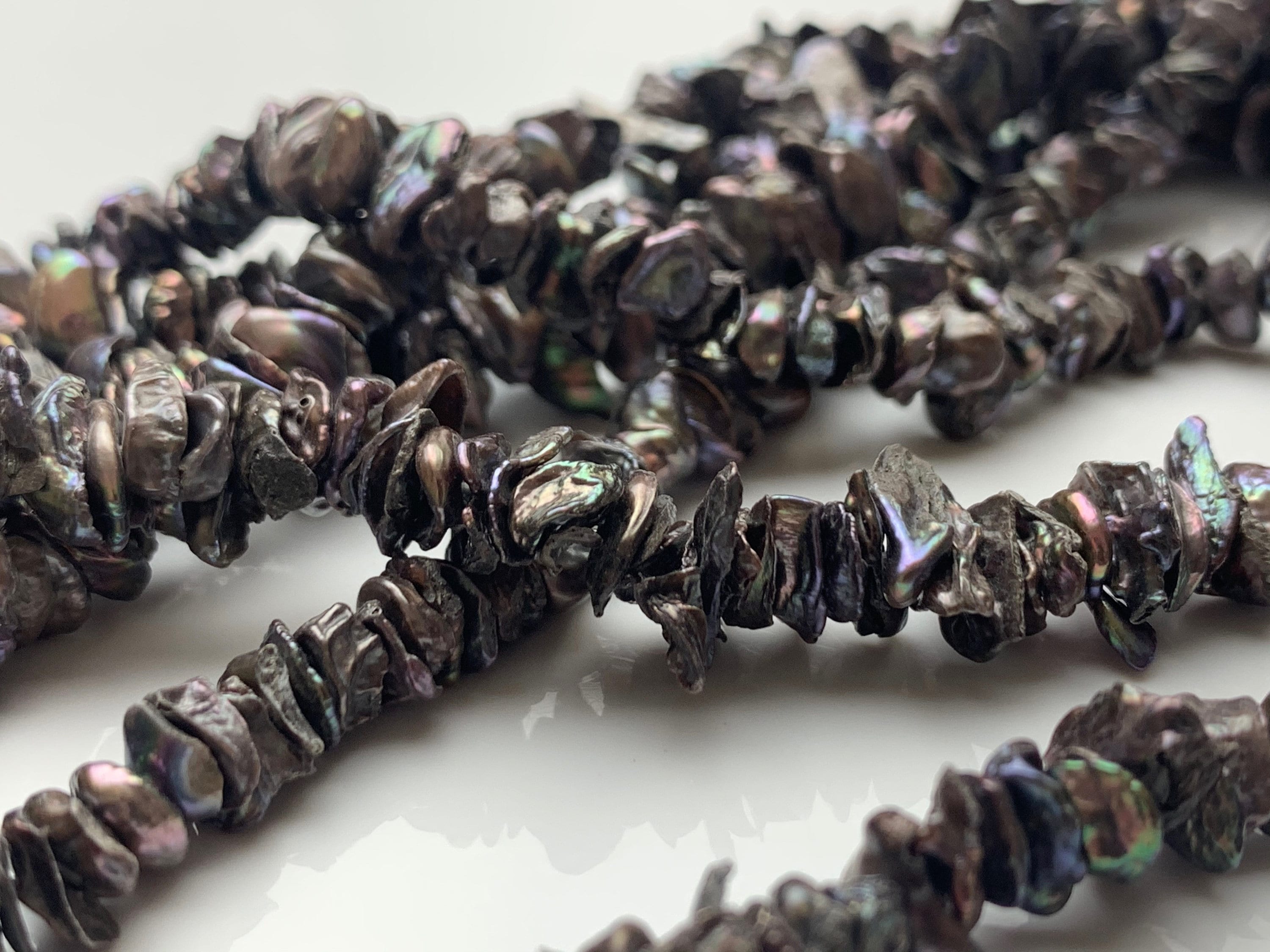 7 Mm AA Metallic Brownish Black Keshi Freshwater Pearl Beads Center ...
