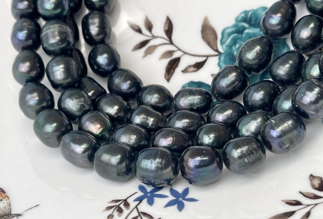 10-11x12-13 Mm Dark Prussian Blue Color Freshwater Pearls Rice/oval ...