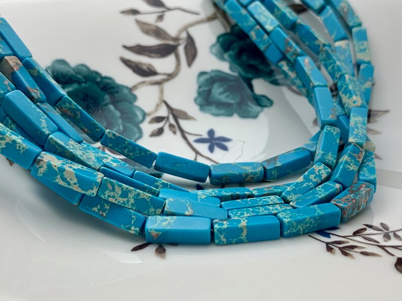 4-5x13 mm Cuboid Tube Shape Blue Color Impression Jasper | Etsy