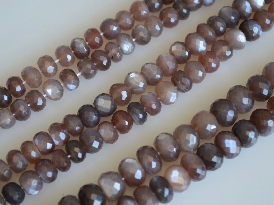 8-9mm Natural AAA Dark Color Coffee Moonstone Beads Gemstone Faceted ...