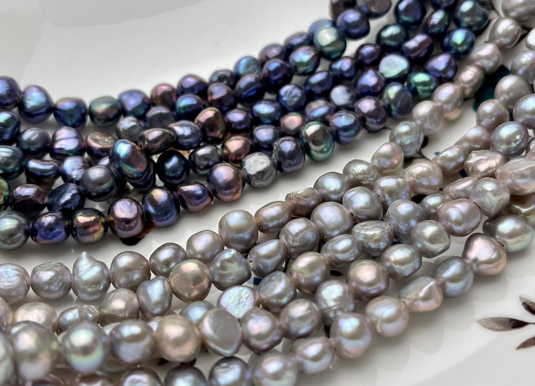 8mm Large Hole Freshwater Pearl Nuggets Hole Size 1.8 Mm Peacock or ...