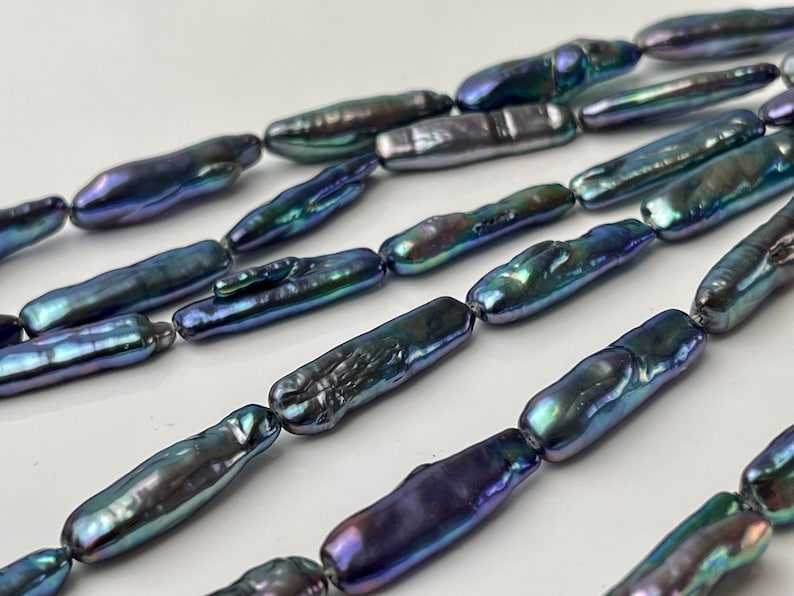 5-6x24-25 Mm AAAA Rainbow Peacock Biwa Stick Freshwater Pearl Beads ...