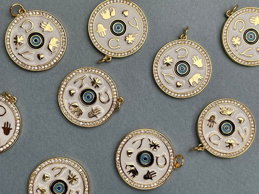 Luck Love Cute Medallion Charms for Necklace Jewelry Making, 18K Gold ...