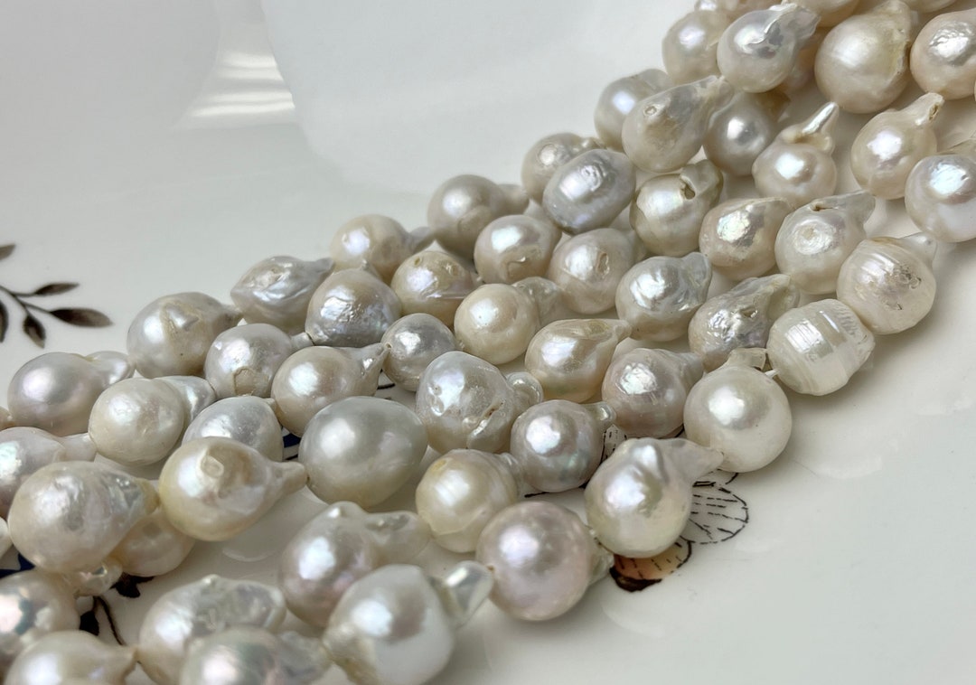 9-11x10-15mm Natural White Teardrop Baroque Freshwater Pearl C Grade # ...
