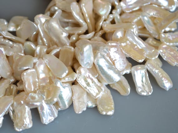 Genuine Cultured Freshwater Biwa Pearl Beads Luster White | Etsy