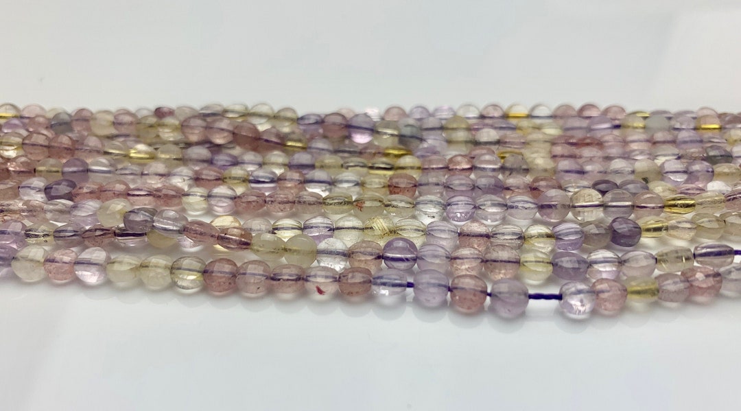 4mm Micro Faceted Diamond Cut Light Multi Color Super 7 Flat Coin Disc ...