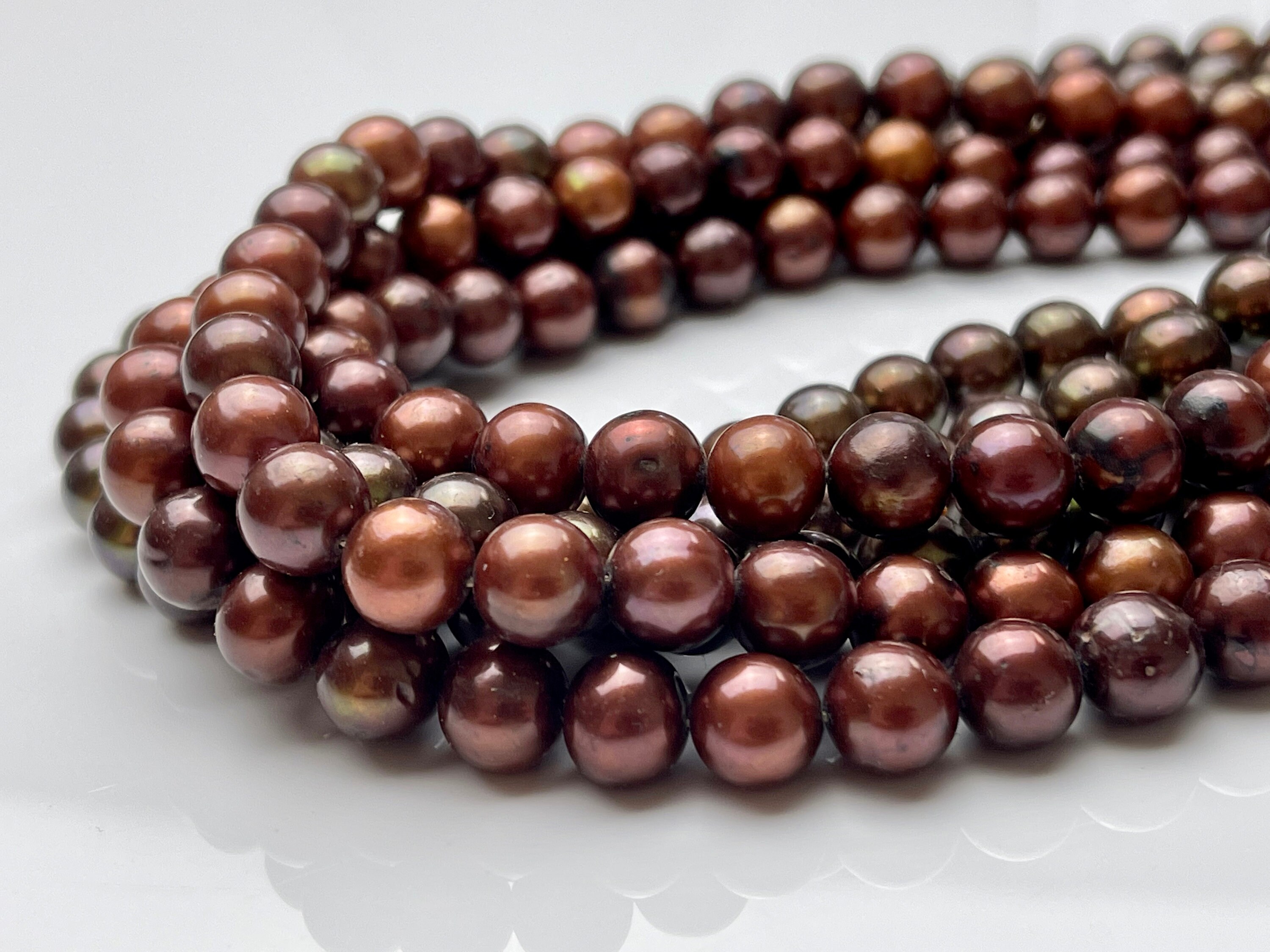 9mm AAA Round Chocolate Brown Beads Genuine Freshwater Pearl | Etsy