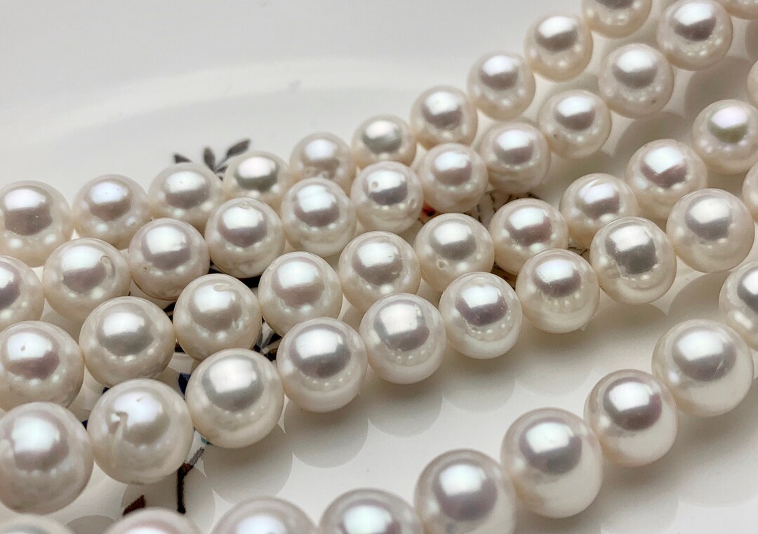 10 Mm AAA Natural White Round Freshwater Pearls Genuine High Luster ...
