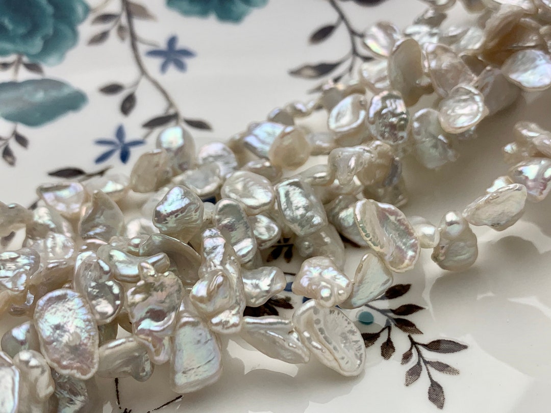 7-8x10-12 Mm AAA Natural White Keshi Freshwater Pearls Top Drilled ...