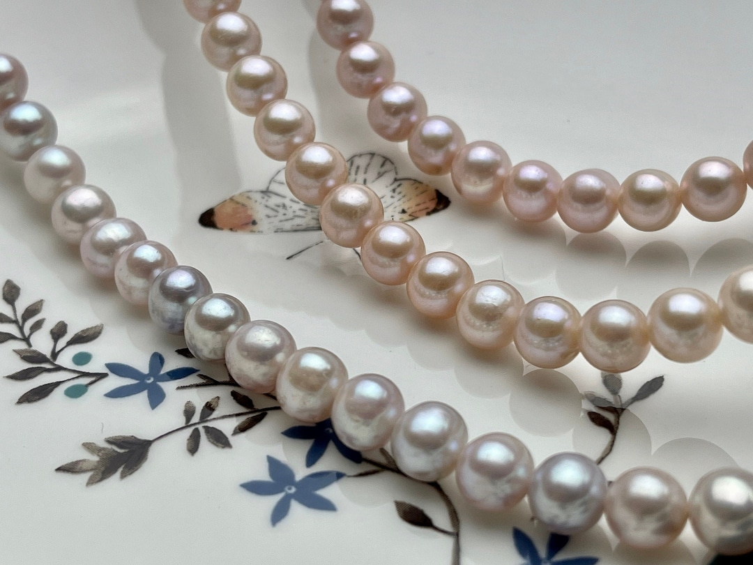 8 Mm AA Natural Pink OR Pale Pink Near Round Freshwater Pearl Beads ...