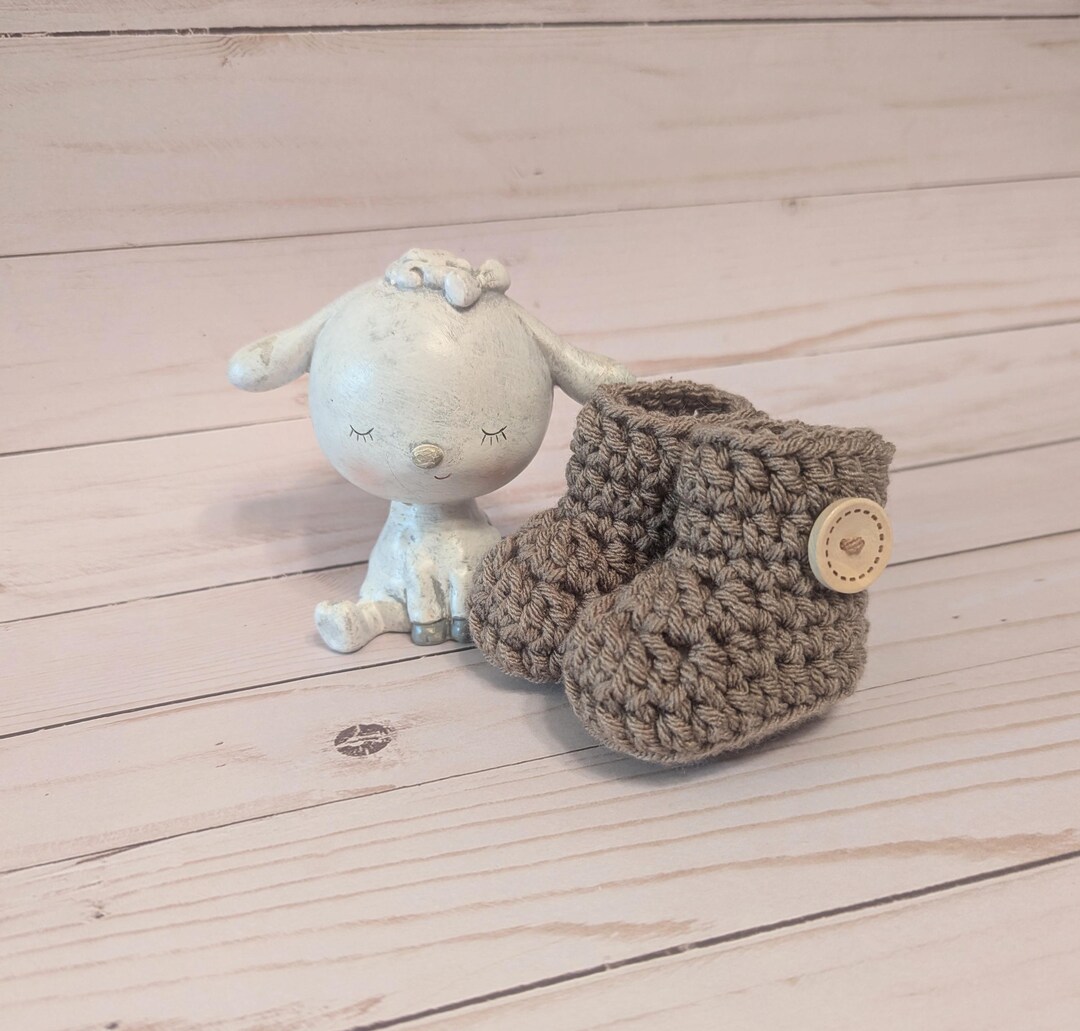Sweet Brown Baby Booties for Newborn Baby, Brown Crochet Newborn Baby ...
