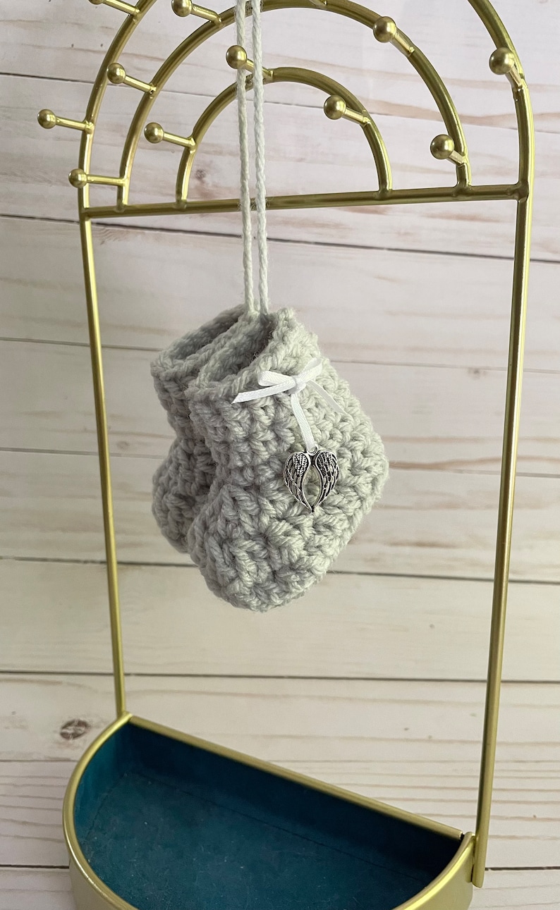 Miscarriage Remembrance Booties, Angel Wings Charm, Infant Loss ...