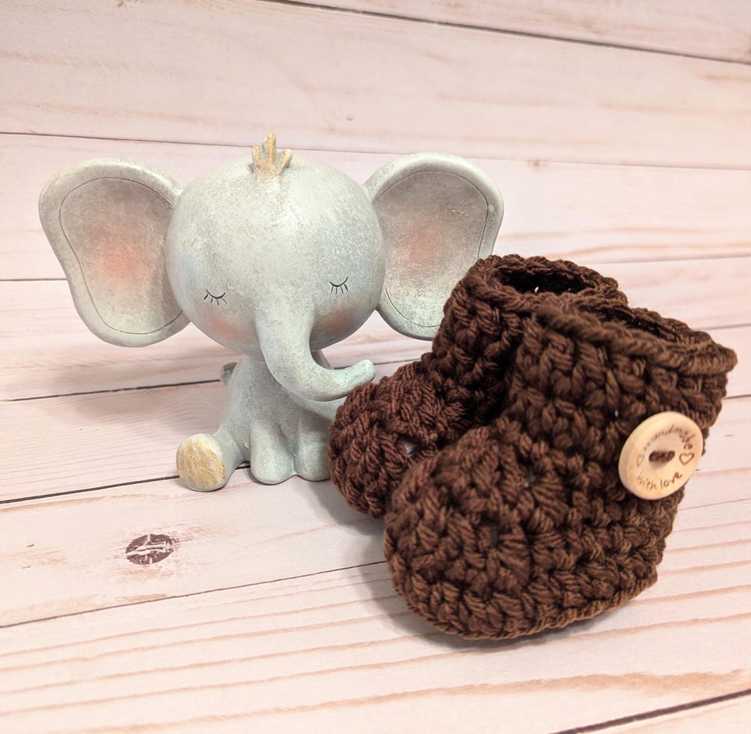 Sweet Brown Baby Booties for Newborn Baby, Brown Crochet Newborn Baby ...