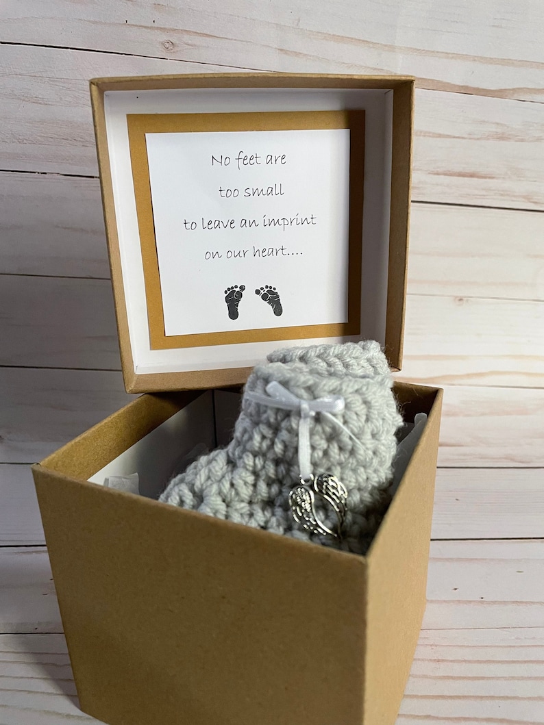 Miscarriage Remembrance Booties, Angel Wings Charm, Infant Loss ...