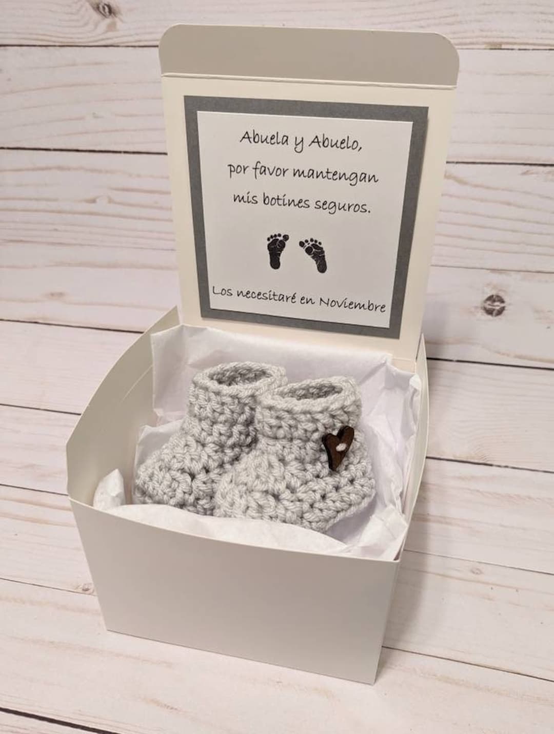 Spanish Pregnancy Announcement Booties Box: Grandparents Reveal Gift - Etsy