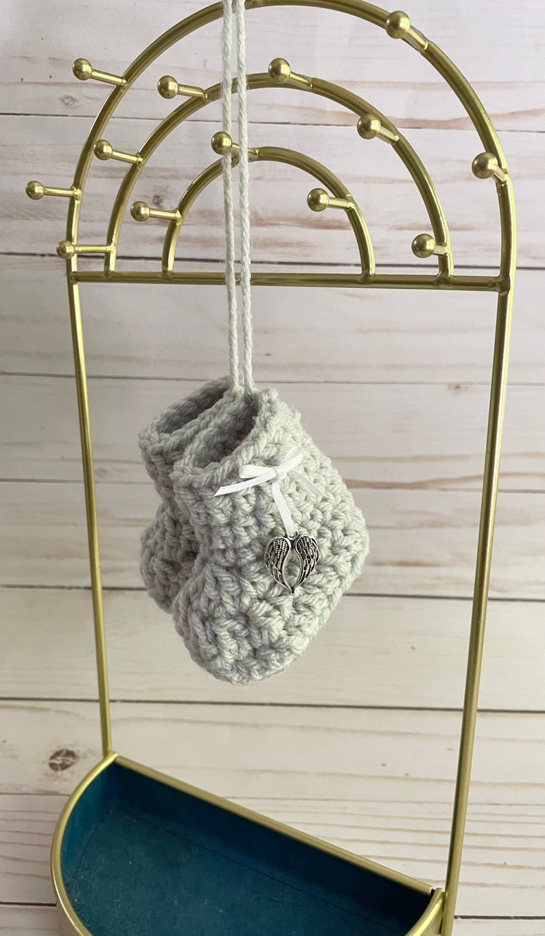Miscarriage Remembrance Booties, Angel Wings Charm, Infant Loss ...