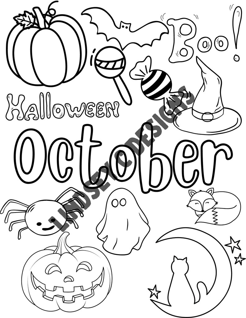 October Coloring Page - Etsy