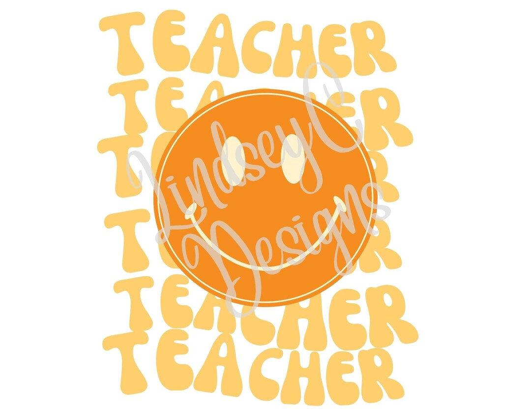 Groovy Teacher Smiley SVG - Etsy