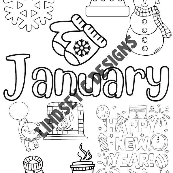 January Coloring Page - Etsy