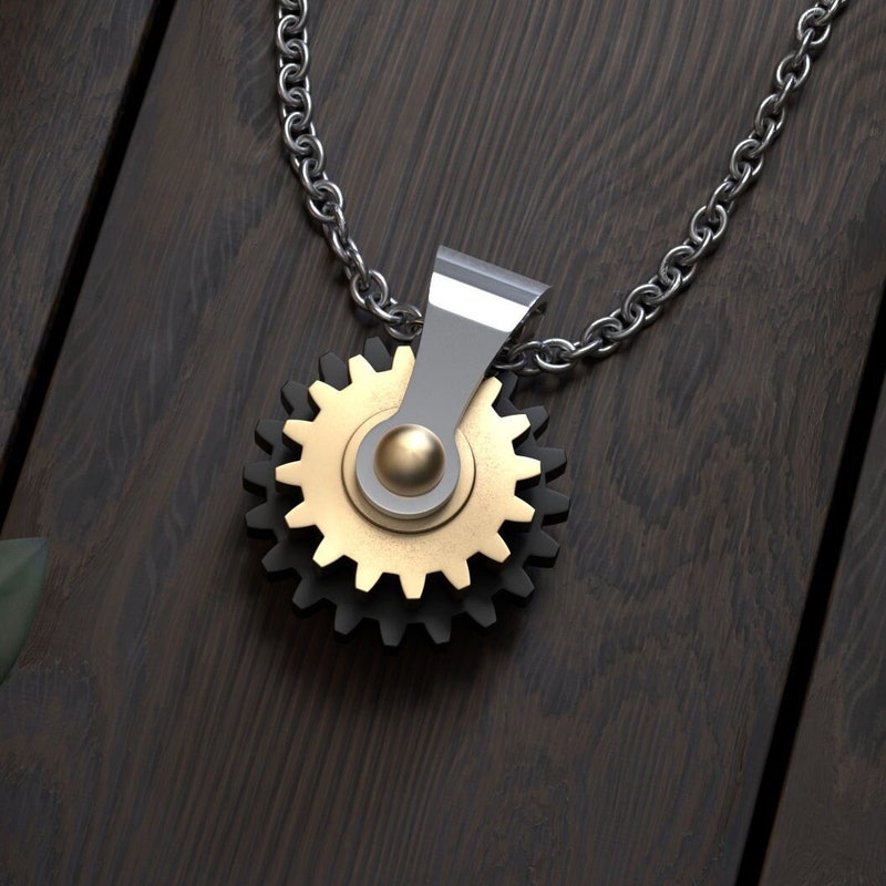 Silver Gear Necklace - Etsy