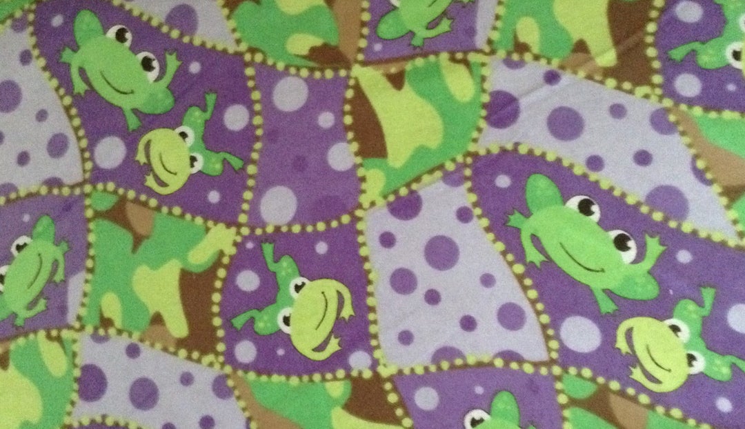 Flannel/frogs and Polka Dots Green and Purple Cotton Fabric - Etsy