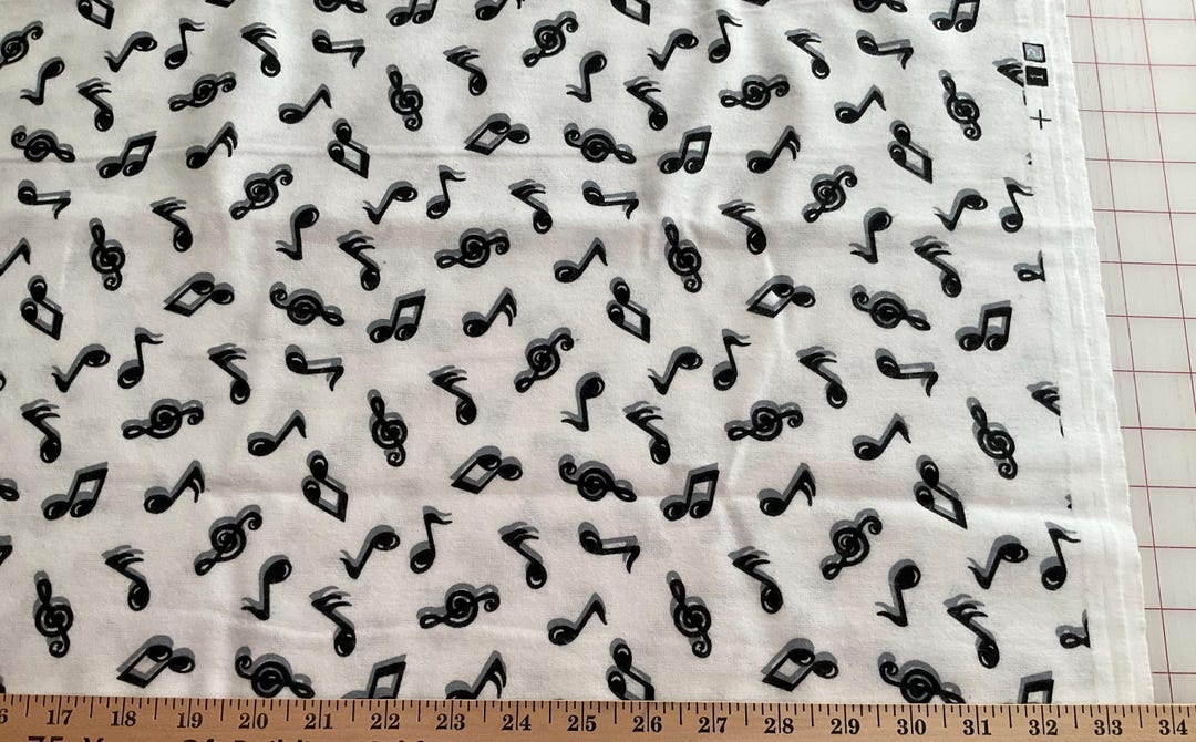 Flannel/music Notes on White Background Cotton Fabric - Etsy