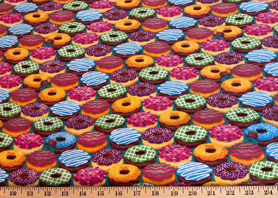 Flannel/colorful Donuts Print Cotton Fabric - Etsy