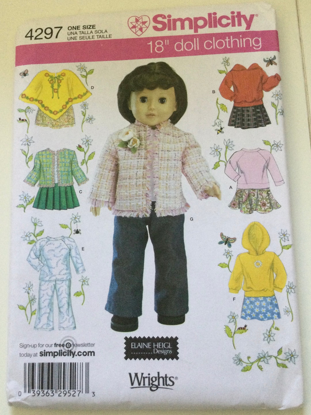 18” Doll Clothes/simplicity Sewing Pattern 4297/uncut - Etsy